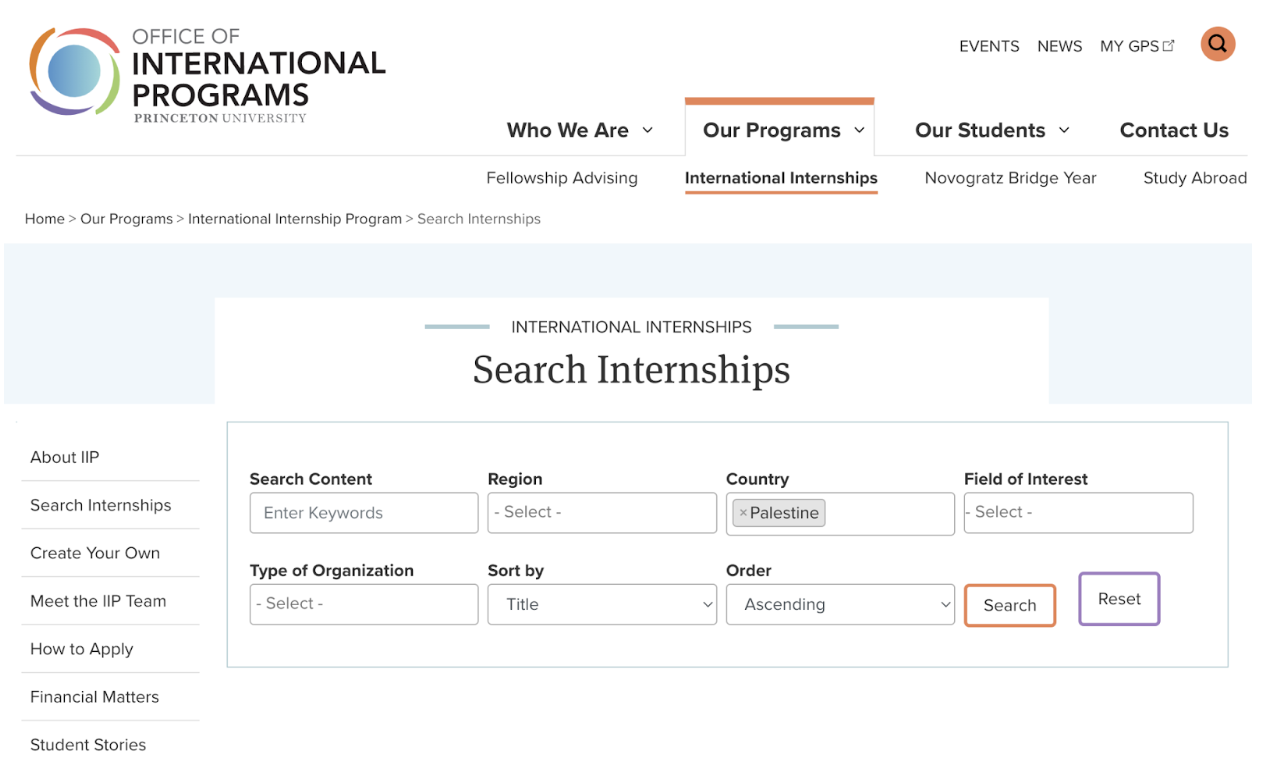 Princeton OIP Lists “Palestine,” But Not “Israel” | The Princeton Tory